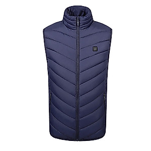 DOLKFU Men And Women Usb Rechargeable Electric Heating Vest Stand Collar Zones Heated Jacket Quilted Winter Warm Clothes Heated Vest