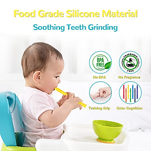 Baby Teething Toys 7 Pack, Soft Silicone Baby Teether Tubes, Baby Hollow Teether Sensory Toys Gum Massager, BPA Free & Freezer Safe