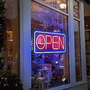 QCHIAN Open Neon Sign for Business, Adjustable Brightness LED Open Sign Powered by USB, High Visibility Open Neon Light up Sign for Stores, Salons, Cafes, Clubs, Hotels, Food Trucks Decor