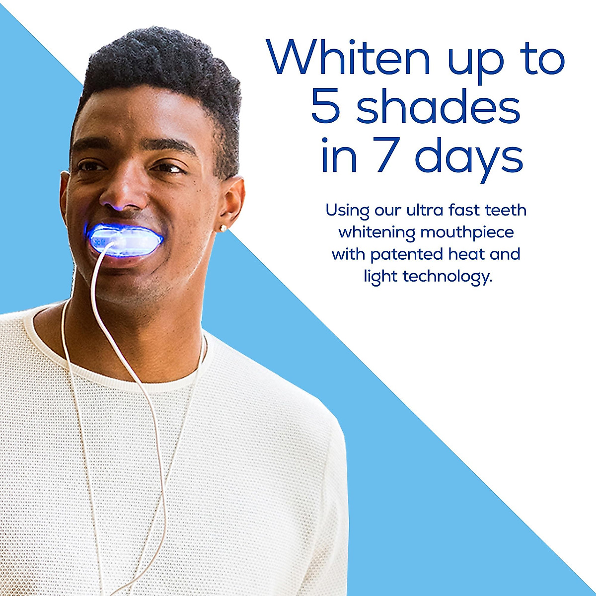 GLO Science — GLO Classic Brilliant Teeth Whitening Device Kit w/Patented Warming Mouthpiece and Blue LED Light Technology — Designed for Sensitive Teeth, White Device