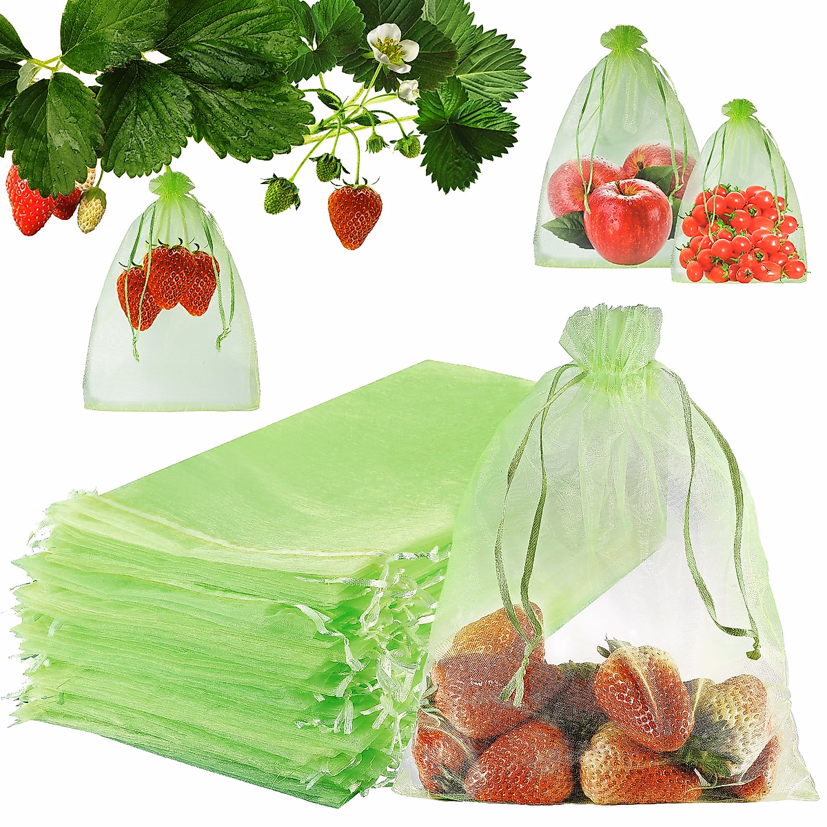 Ruolan Fruit Protection Bags For Fruit Trees120PCS,Mesh Bags To Protect Fruit On Trees,Grape Protection Bags,Grape Vine Mesh Netting,Reusable Fruit Bags (6X8 inch)