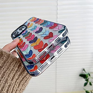 Lxsceto Multi Color Daub Loving Heart Bumper Phone Case for iPhone 14 Pro Max Women Cellphone Protective Cover Fashion Cases for iPhone 14ProMax 6.7"