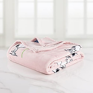 Berkshire VelvetLoft® Peanuts® Snoopy Cute Character Plush Throw Blanket,Peanuts Snoopy Make A Wish Spring Pink, Throw (55" x 70")