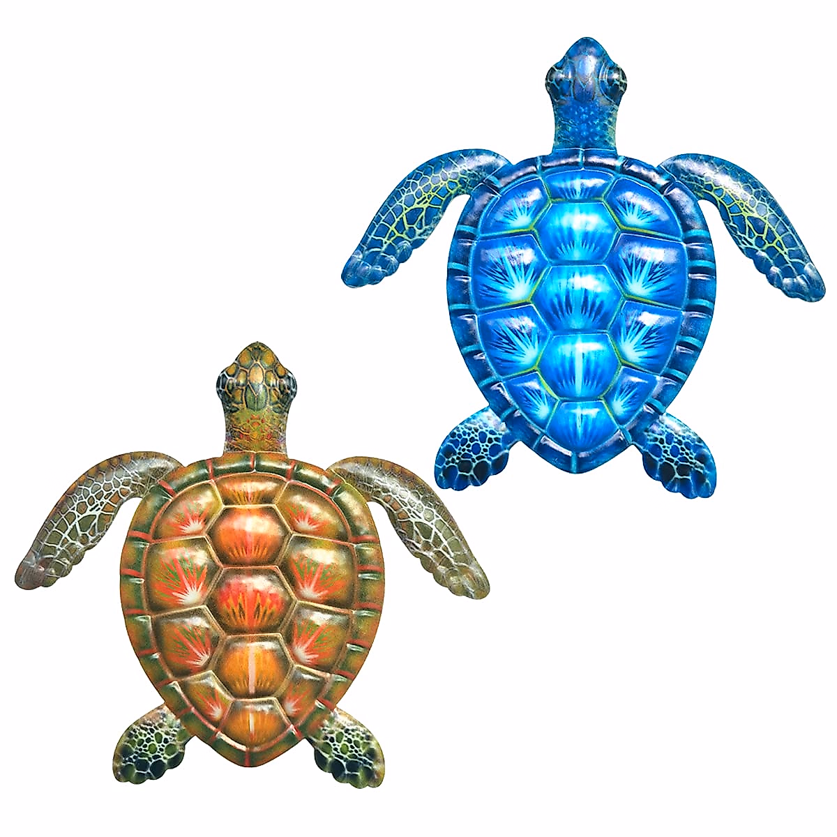 HHgrowe 11.8 inches Metal Sea Turtle Wall Decor Indoor and Outdoor Wall Sculptures Decorations Bedroom Garden Patio Porch or Fence 2 PCS …