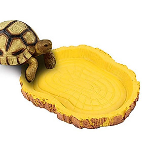 POPETPOP Water and Food Dish for Reptiles-Resin Simulated Bowl for Snake,Tortoise,Lizard,Frogs Reptile Water Dish