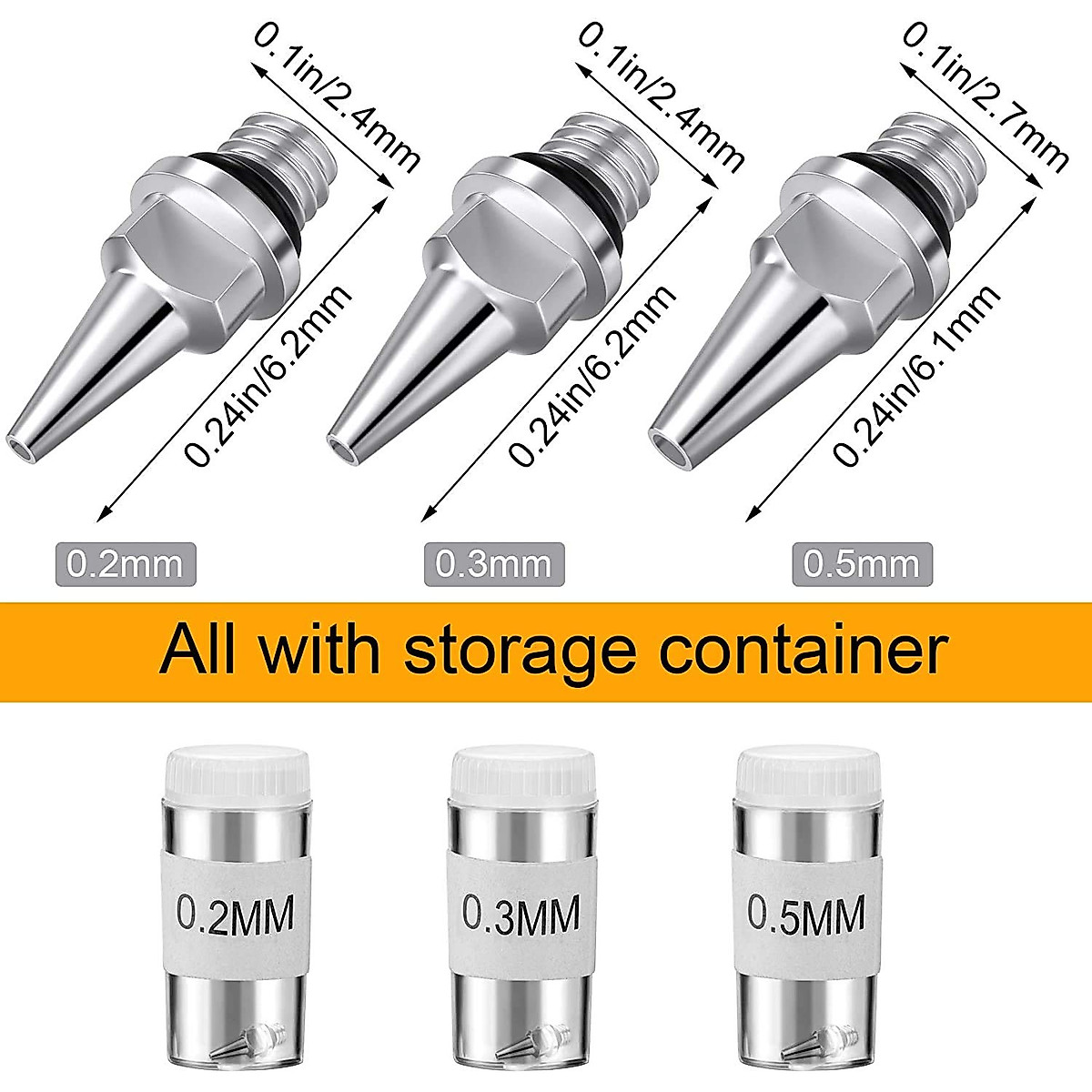 HUBEST 9pcs Airbrush Nozzles with Cleaning Tool Replacement for Airbrush Spray Gun