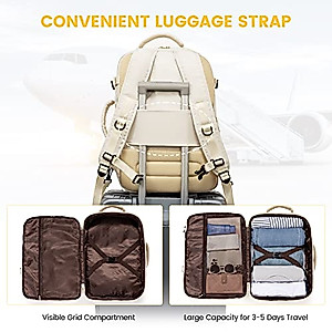LOVEVOOK Carry on Backpack,40L Women Travel Backpack Airline Approved,Waterproof Large TSA 17inch Laptop Backpack Daypack with Anti-theft Pocket for Business Trip College Weekender,Beige