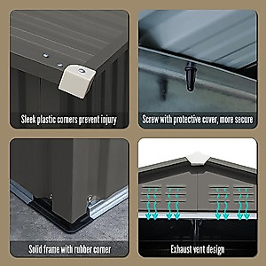 IJIALIFE 6 x 4 FT Outdoor Storage Shed,Galvanized Metal Garden Tool Shed,Sheds & Outdoor Storage Clearance with Sliding Door and Vant,Metal Shed for Patio and Backyard,Olive Gray