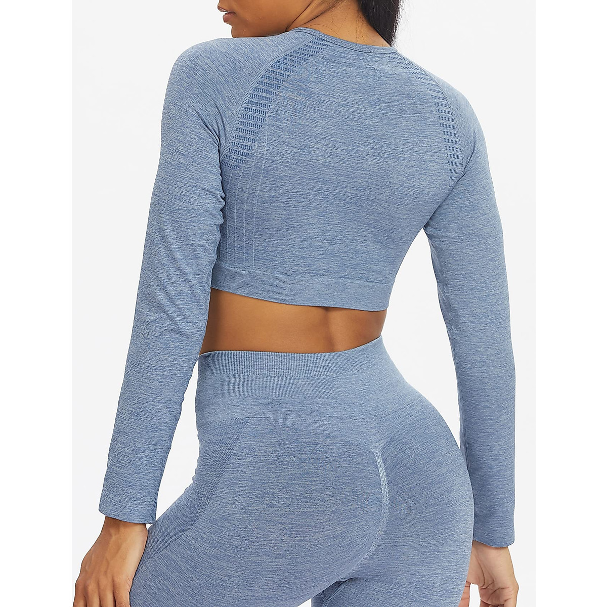 Women's Yoga Gym Crop Top Compression Workout Athletic Long Sleeve Shirt L