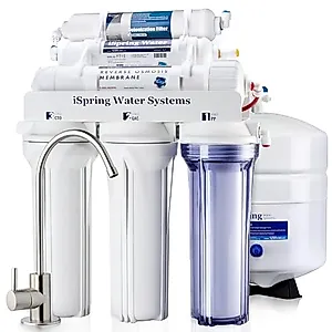 iSpring RCC7D RO/DI System, 6-Stage Reverse Osmosis De-ionization Water Filter System, 75 GPD RO/DI Water System for Aquarium and Water Softener with DI Water Filter