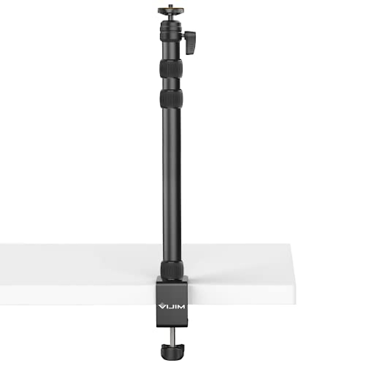 VIJIM LS10 Camera Desk Mount Table Stand with 1/4" Ball Head, 16"-33.8" Adjustable Light Stand, Tabletop C Clamp Arm for DSLR Camera, Ring Light, Live Streaming, Photo Video Shooting