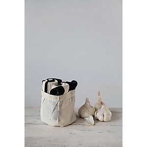 Creative Co-Op Square Knit Cotton Bag, Set of 3 Dish Cloth, Black & Cream 3