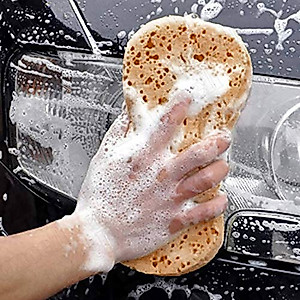 uxcell Car Wash Sponge Auto Windshield Soft Perforated Yellow Washing Sponge Pad