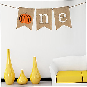 ibasenice 3pcs Kids First Birthday Bunting First Birthday Hanging Garland Halloween Theme Banner Burlap Banner Rings Baby Pumpkin