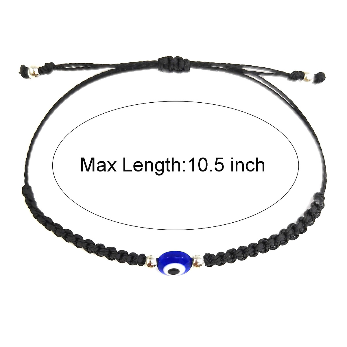 Jewanfix Evil Eye String Bracelets Handmade Black String Evil Eye Bracelet for Women Men Teen Girls Boys 2pcs