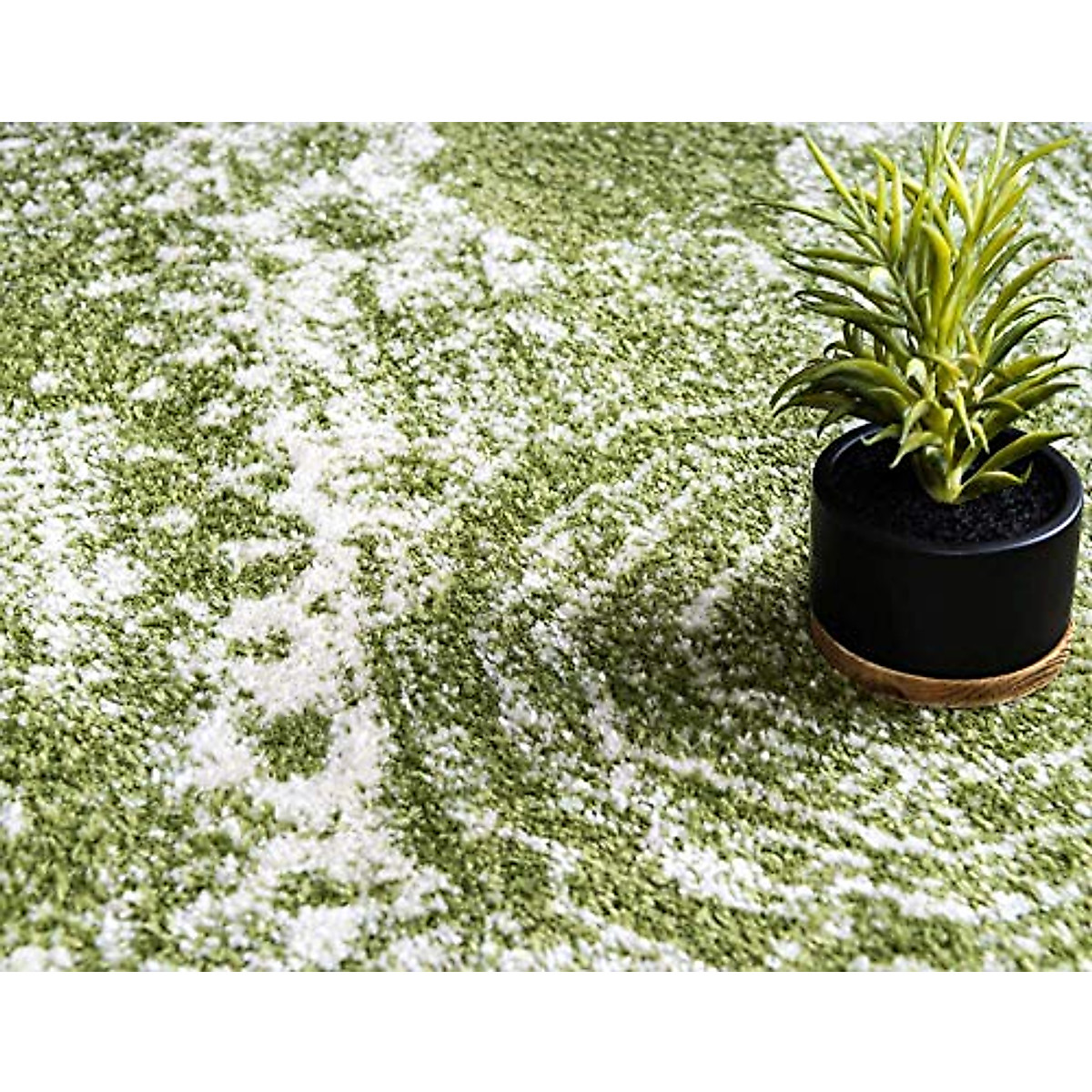 Unique Loom Bromley Collection Area Rug - Wells (3' Round, Green/ Ivory)