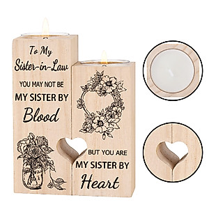 Huixi Sister in Law Gifts, Candlestick - Gifts for Sister in Law, Best Sister in Law Birthday Gifts, Sister-in-Law Christmas Mother's Day Wedding Gifts (Sister in Law)