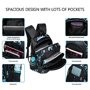 Goldwheat School Backpack for Boys Cool Camouflage Bookbags with Lunch Box Pencil Case 3pcs for Middle School