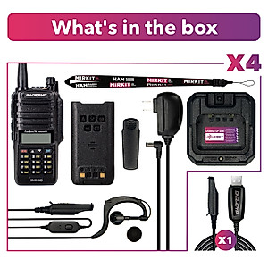 Mirkit 4X Waterproof Baofeng Radio UV-9R Plus MK1 (UV-82 3rd Gen) 8W Max Power 2024 VHF/UHF 144-148/420-450MHz Walkie Talkies, 2200mAh Battery & Programming Cable, IP67 Dust, Cold, Waterproof