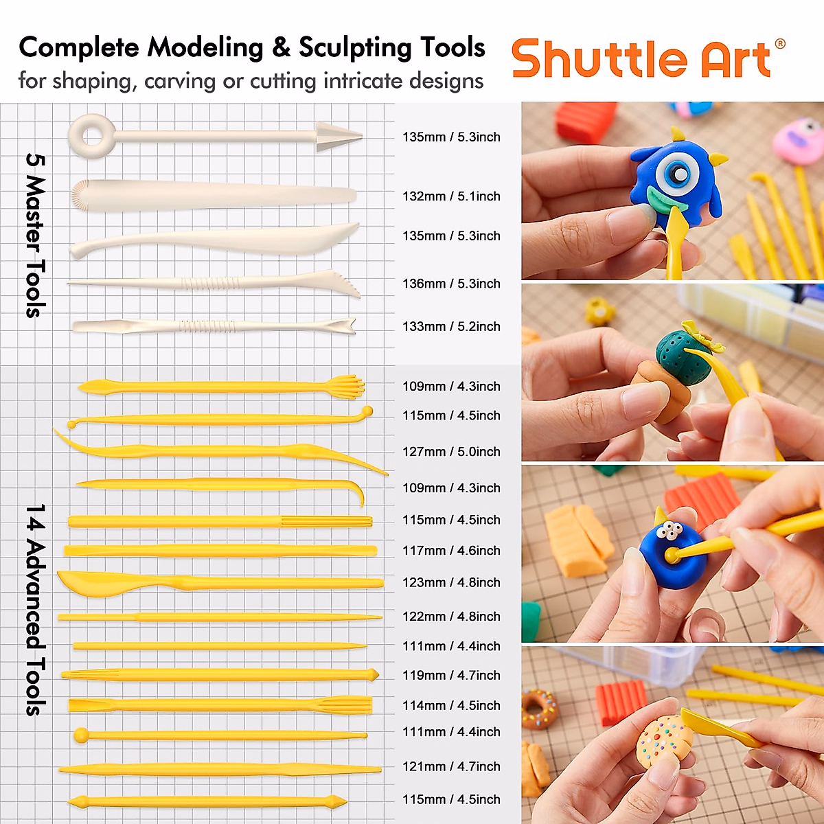 Polymer Clay, Shuttle Art 82 Colors Oven Bake Modeling Clay, Creative Clay Kit with 19 Clay Tools and 16 Kinds of Accessories, Non-Toxic, Non-Sticky, Ideal DIY Art Craft Clay Gift for Kids Adults