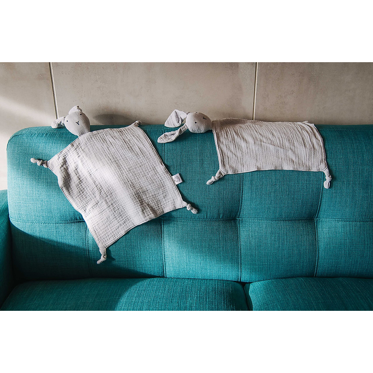 Lovey Security Blanket 100% Organic Muslin Cotton Stuffed Animal Baby Blankie for Girls or Boys (Bunny) 2 Pack by zumbibaby