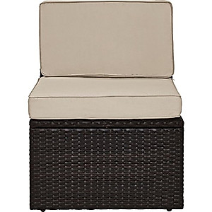 Crosley Furniture KO70090BR-SA Palm Harbor Outdoor Wicker Center Chair, Brown with Sand Cushions