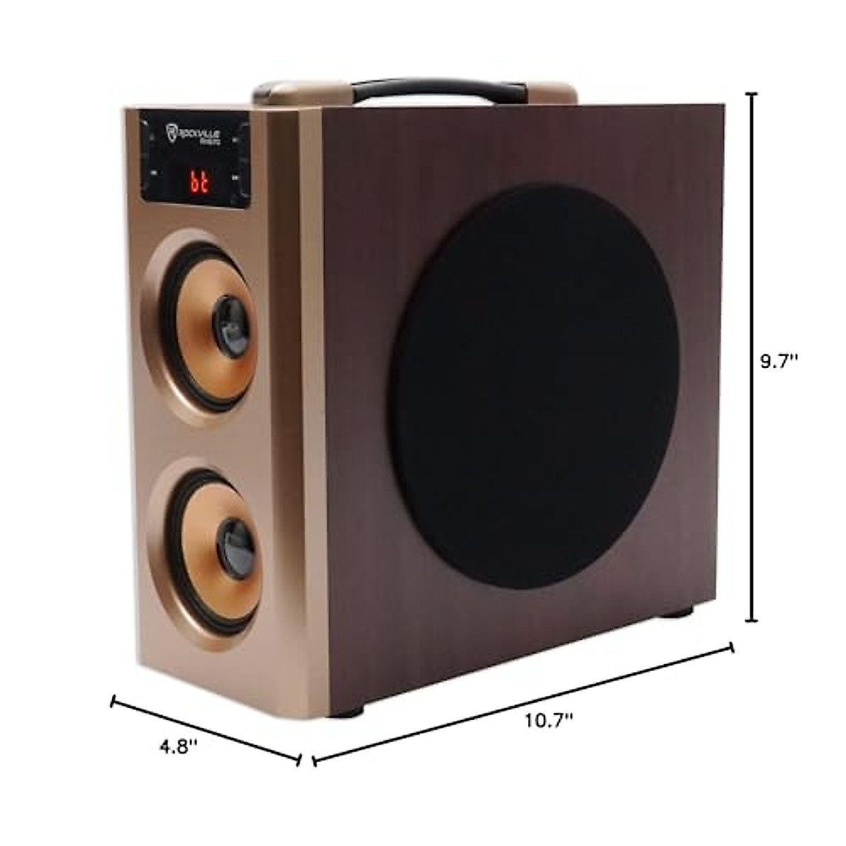 Rockville RHB70 Home Theater Compact Powered Speaker System w Bluetooth/USB/FM, Cherry Wood