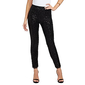Tipsy Elves Women's Black Sequin High Waisted Leggings Size Small
