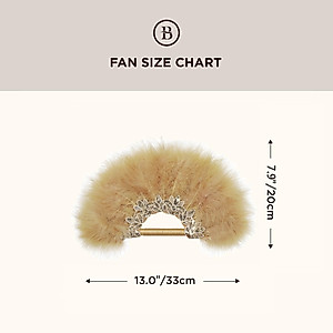 BABEYOND 1920s Marabou Feather Fan - Vintage Handheld Fan Bridal Feather Bouquet Bridesmaids Fan for Wedding (Yellow)