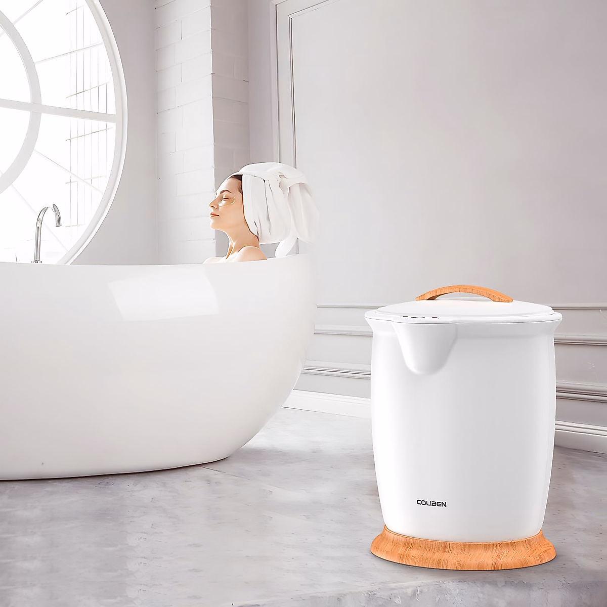 COLIBEN Towel Warmer, Towel Warmer for Bathroom with Aromatherapy, 1 Hour Auto Shut Off, Even Heating, Towel Warmer Bucket Heater Fit Up to Two 40"X70" Oversized Bath Towels, Bathrobes, PJ's, Blanket