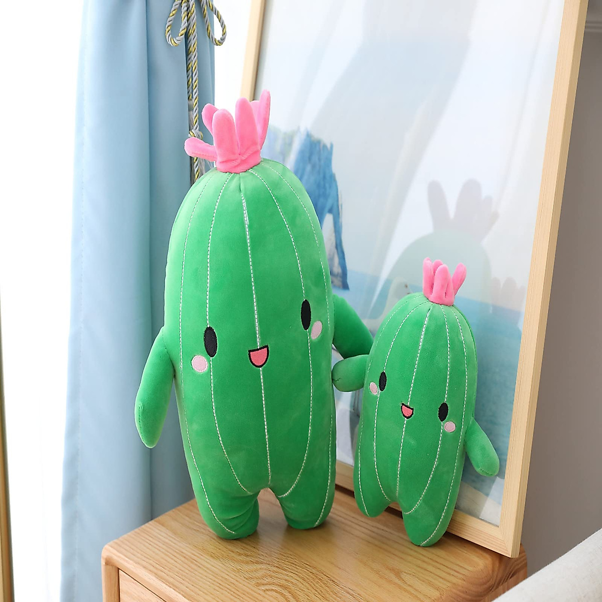 SZFJWJ Cactus Plush Stuffed Animal Cute Cartoon Cactus Pillow Soft Cactus plushie Dolls Toy Lovely Gift for KidsGiving for Birthday (Small(9.8 Inches))