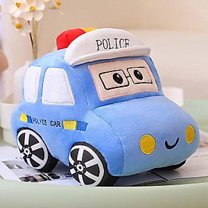 XIYUAN Bus Plush Toy car Plush Simulation School Bus Cute Cartoon Pillow Stuffed Van car Cushion Plush car Gift Cushion Children's Birthday Party Gift (11X7X6Inch) (Police car)