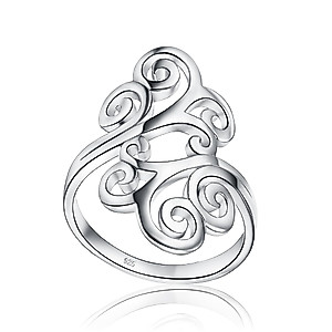 Hoops & Loops Sterling Silver High Polished Open Filigree Fashion Ring, Size 9