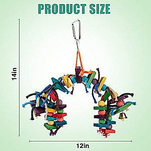 MEWTOGO Bird Parrot Wooden Toys, Multicolor Durable Bird Chewing Toy with Edible Coloring for Bird Cage Conures Cockatiels Foraging and Amazon Parrot Toys