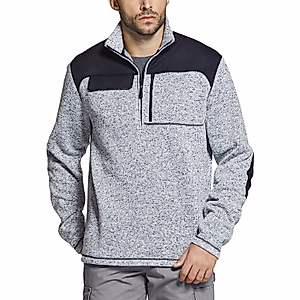 CQR Men's Thermal Fleece Half Zip Pullover, Winter Outdoor Warm Sweater, Lightweight Long Sleeve Sweatshirt, Half Zip Sweater Fleece Heather Grey, Large