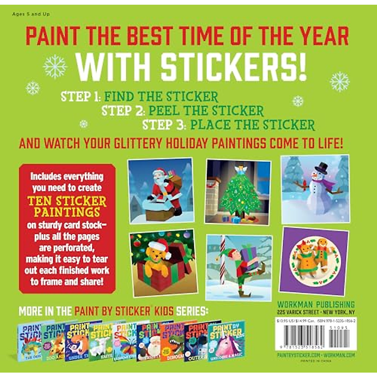 Paint by Sticker Kids: Holly Jolly Christmas: Create 10 Pictures One Sticker at a Time! Includes Glitter Stickers