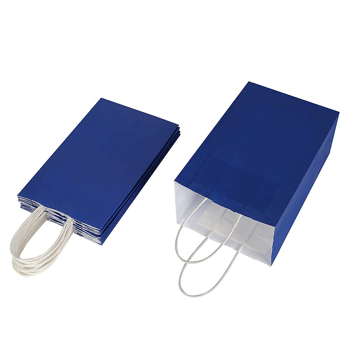 50 Pack 5.25x3.25x8.25 inch Small Paper Bags with Handles Bulk, Oikss Kraft Bags Birthday Wedding Party Favors Grocery Retail Shopping Business Goody Craft Gift Bags Cub Sacks (Royal Blue 50PCS Count)