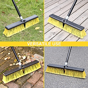 KeFanta 18 Inches Push Broom Outdoor- Heavy Duty Broom with 63" Long Handle for Deck Driveway Garage Yard Patio Warehouse Concrete Floor Cleaning