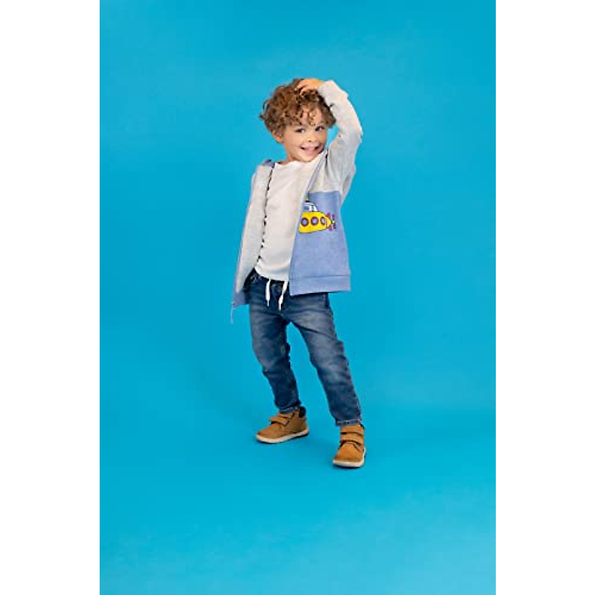 Lyrics by Lennon and McCartney Toddler Boys Fleece Zip-Up Hoodie Blue/Gray 3T