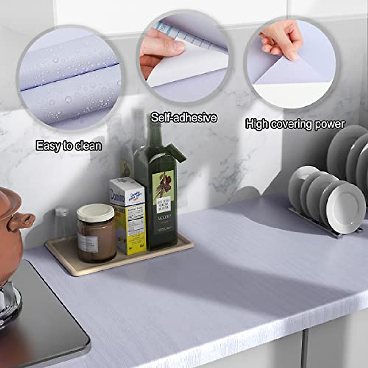 Yinhua 15.7"×118" White Wood Contact Paper Peel and Stick Wallpaper, Wood Grain Contact Paper for Cabinets Countertops Shelves Walls, Self Adhesive Wall Paper Sticker Pull and Stick Waterproof