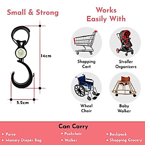 QT Lab -Stroller Hook, Stroller Hooks for Diaper Bags, Stroller Hook Large, Stroller Bag Clips, Stroller Hooks for Hanging, Stroller Straps, Hook for Mommy Stroller, Stroller Hanger, 2 pack Heavy Duty