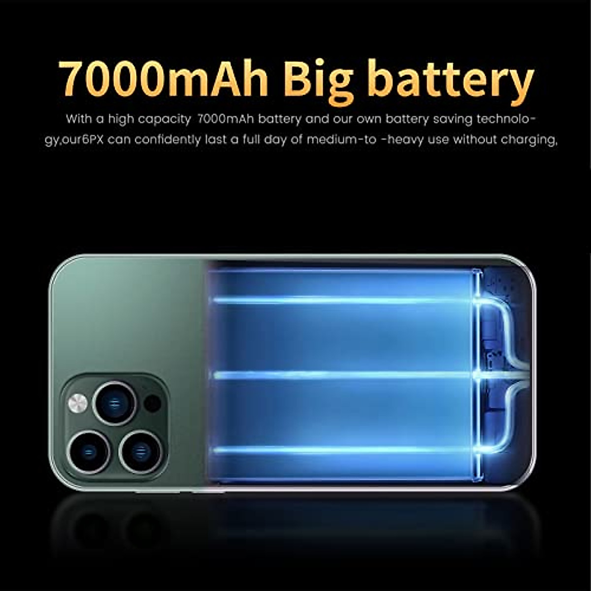 Vikye 6.1in Smart Phones 3G WiFi GPS Cell Phones for Men Women Adults 4GB 64GB 7000mah 800W 1600W 100‑240V US Plug (Green)