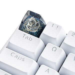 Ocean Key Artisan Keycap for DIY Replacement Handmade Resin Keycap Interstellar Resin Keycap for Switch Gaming, Cherry MX Mechanical Keyboards (Yellow)