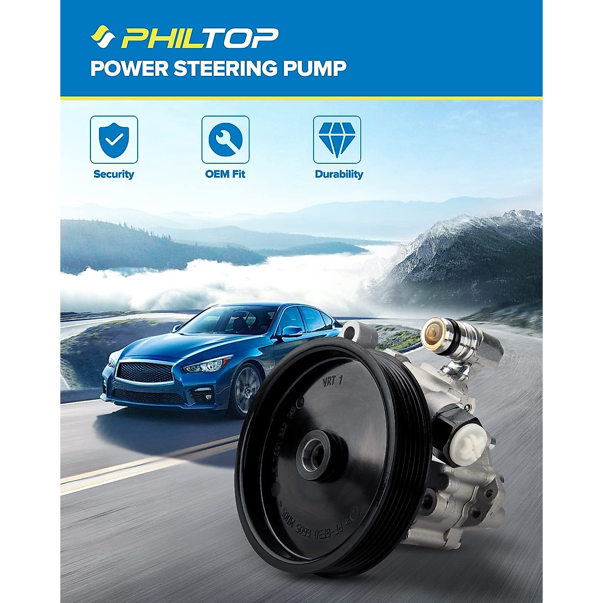 PHILTOP Power Steering Pump 21-120 for E350 2007-2009, GL450 2007-2012, ML350 2006-2009, S550 2007-2009, ML350 4Matic/Base 2010-2011, R350 2006-2009, CLS550 2007-2011, GL550 2008-2012, ML550 2008-2011