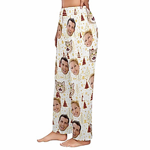 Personalized Face Photo Pajamas for Men Women Custom Christmas Face Pajama Pants Sleepwear Bottoms for Christmas Birthday