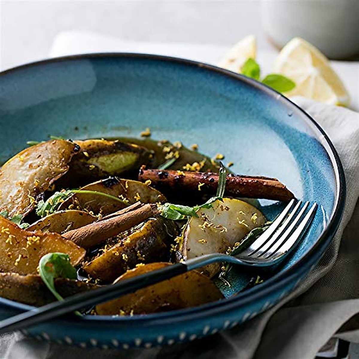 Salad bowl Ceramic Blue Bowl Big Deep Plate Rice Salad Plate Pasta Tapas Ceramic Tableware Soup bowl