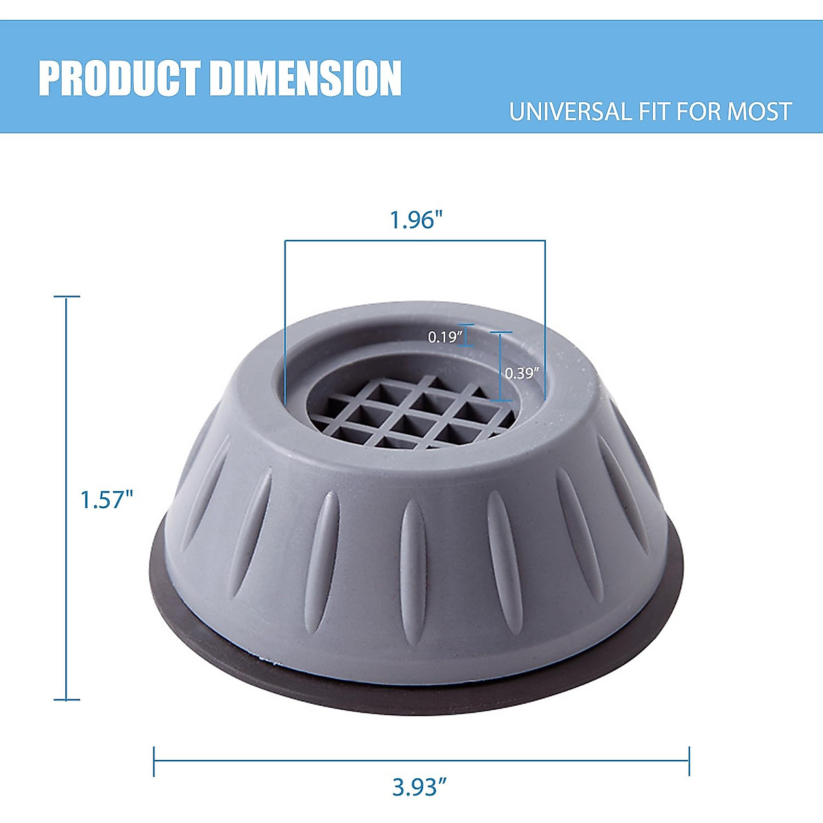 LeLehome Anti Vibration Pads for Washing Machine - 4PCS Washer Dryer Pedestal Rubber Stabilizer Mat Foot Support Protects Noise Reduction