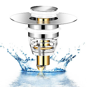 Bathroom Sink Stopper,Hair Drain Catcher,Basin Pop Up Metal Universal Bathroom Strainer Converter,Wash Basin Bounce Drain Stopper Filter,for 1.06"~1.61",Sink Drain Cover,Drain Plug,Sink Plug(1 PCS)