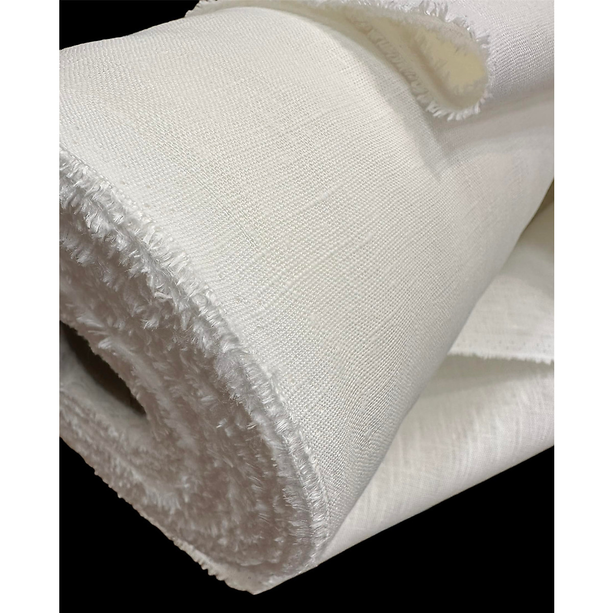 European 100% Linen White Fabric by The Yard