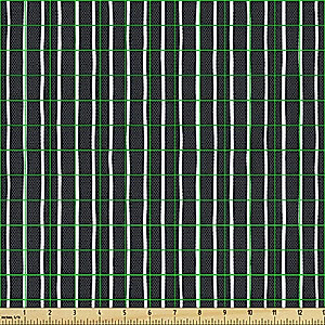 Ambesonne Pinstripe Fabric by The Yard, Monochrome Black and White Design White Thin Uneven Lines on Dark Backdrop, Decorative Fabric for Upholstery and Home Accents, 2 Yards, Black and White